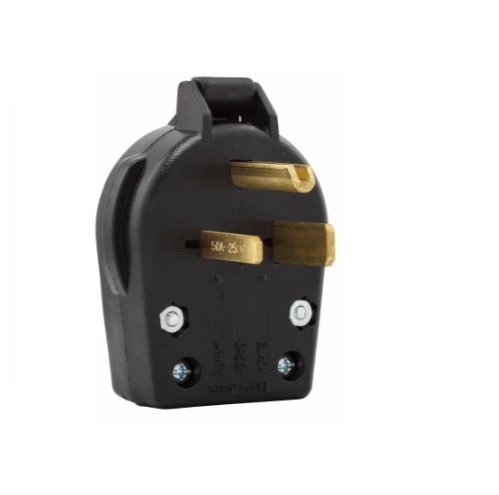 Eaton Wiring 50 Amp Angled Plug, 2-Pole, 250V, Black (Eaton Wiring S42 ...