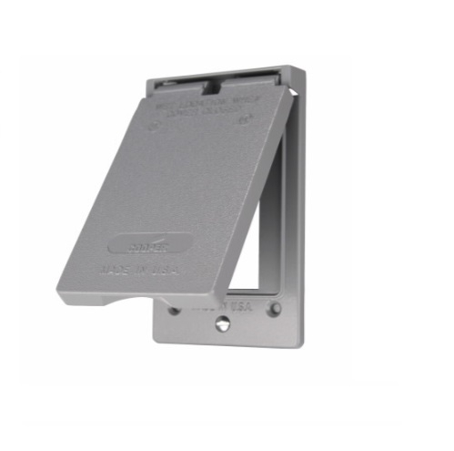 Eaton 1-Gang GFCI Cover, Metal, Vertical, Grey (Eaton S966-50 ...