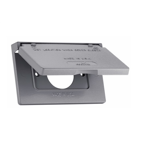 Eaton Wiring 1-Gang Single Receptacle Cover, Weaterproof, Metal, Grey ...