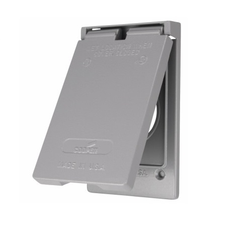 Eaton Wiring 1-Gang Weatherproof Cover, 1.625" Cutout, Vertical, Grey ...