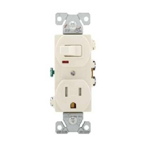 Eaton Wiring 15A TR Switch/Duplex Combo Receptacle, 1-Pole, #14-12 AWG ...