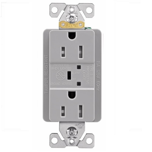 Eaton Wiring 15A TR Surge Receptacle w/ LED Indicator and Alarm, 2P3W ...