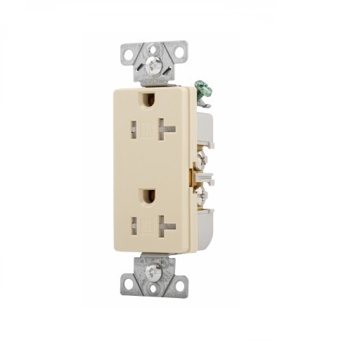 Eaton Wiring 20 Amp Duplex Receptacle, Decora, 2-Pole, 125V, Ivory ...