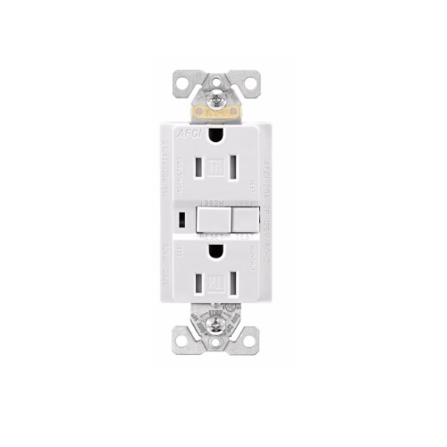Eaton Wiring 15 Amp OBC AFCI Duplex Receptacle, Isolated Ground, White ...