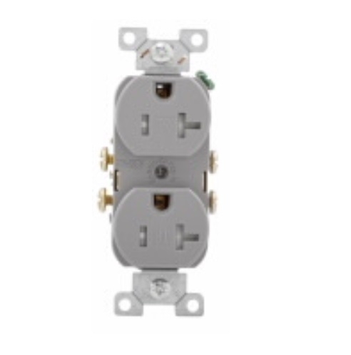 Eaton Wiring 20 Amp Duplex Receptacle, NEMA 5-20R, 2-Pole, Gray (Eaton ...