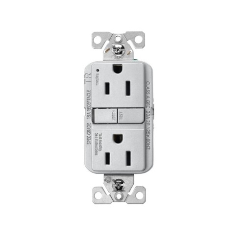 Eaton Wiring 15A TR Slim Self-Test GFCI Receptacle Outlet, 125V,Silver ...