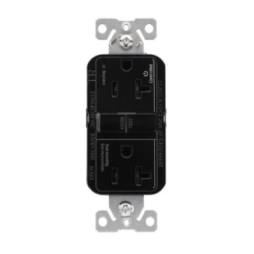 Eaton Wiring 20A TR Slim GFCI Receptacle Outlet, Dual Control, #14-10 ...
