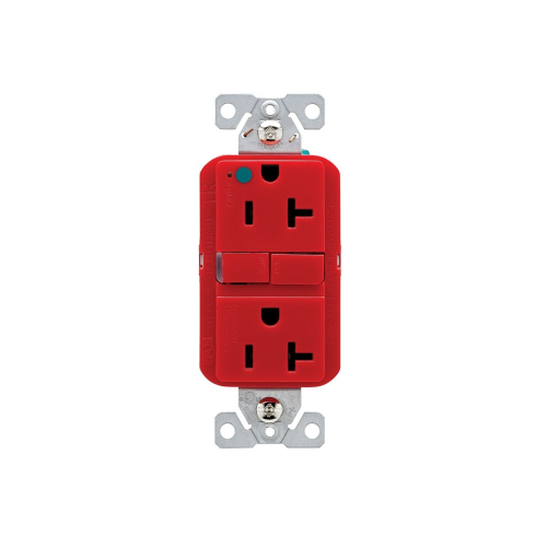 Eaton Wiring 20A Slim GFCI Receptacle, Hospital Grade, TR, 125V, Red ...