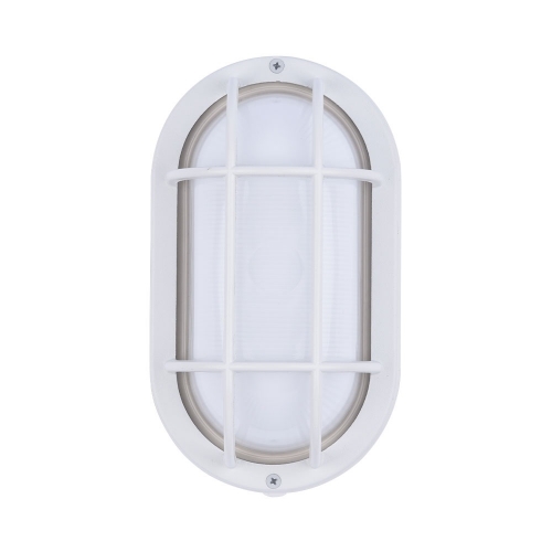 Euri Lighting 6.2W LED Bulkhead Light w/ Frosted Glass, 434 lm, 120V ...