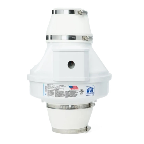 Fantech 174W EC Radon Inline Fan w/ 4-in PVC Pipe, 330 CFM, 4099 RPM ...