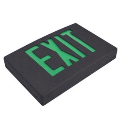 GlobaLux LED Aluminum Exit Sign, Black Housing w/ Green Letters ...