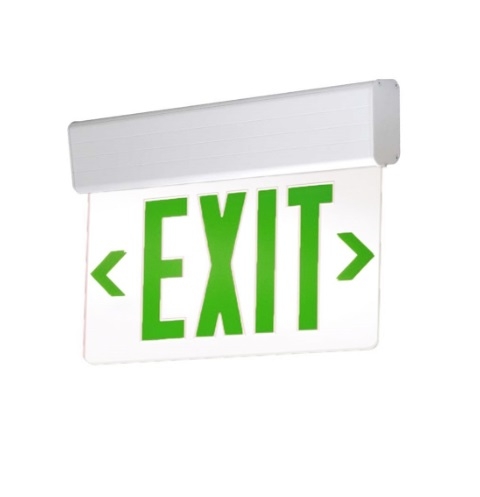 GlobaLux 2-Way LED Edge Lit Exit Sign, Aluminum Housing w/ Green ...