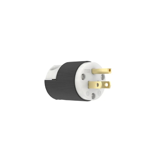 Halco 15A Straight Blade Plug, 5-15P, 2-Pole/3-Wire, 125V, Black/White ...