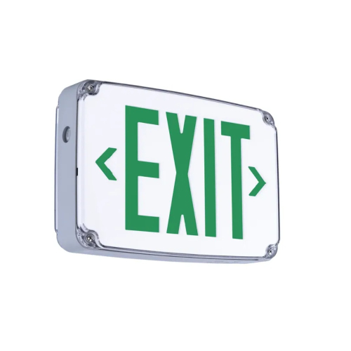 Halco Emergence Exit Sign, Single/Double, 120V/277V, Green Letters ...