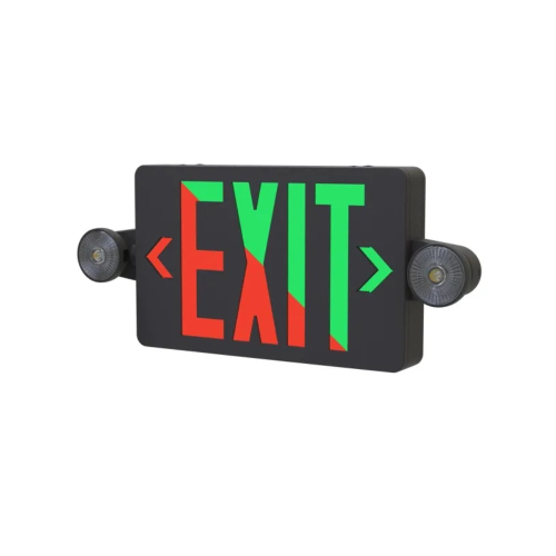 Halco Emergency Combo Exit Sign, Single/Double, 120V/277V, RD/GN, Black ...