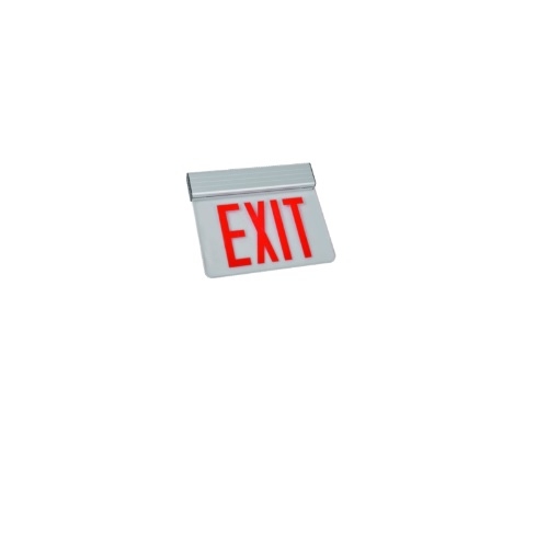 ILP Lighting Recessed Mount Exit Sign w/ BBU, One Side, 120V/277V Red ...