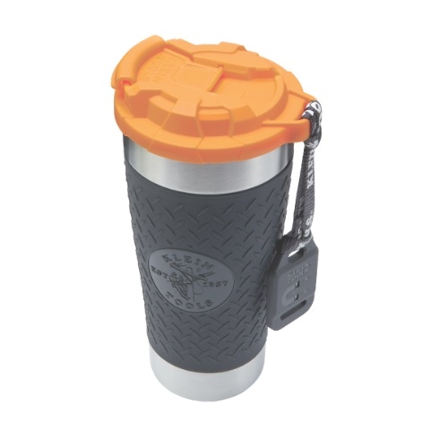 Klein Tools 20 oz. Insulated Tumbler w/ Flip-Top Lid, Black/Orange ...