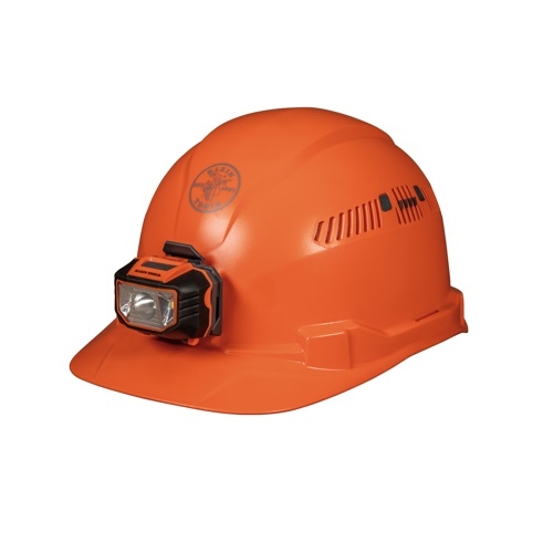 Klein Tools Hard Hat w/Headlamp, Cap Style, Vented, Orange (Klein Tools ...