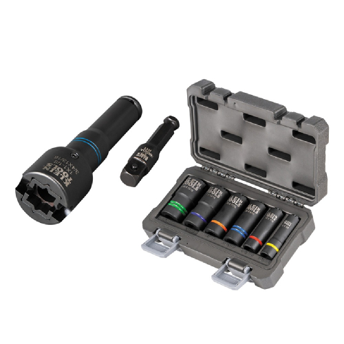 Klein Tools 6-in-1 Impact Socket Set, Impact Rated Steel, 8-Piece ...