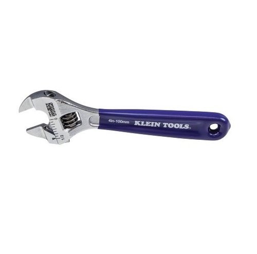 Klein Tools Blue 4 inch Extra Slim - Wide Jaw Adjustable Wrench (Klein ...