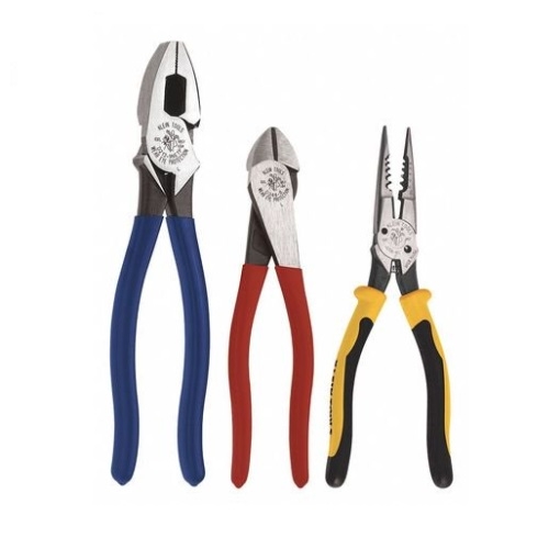 Klein Tools 3 Piece Plier Set w/ Spring Return, Dipped Handle (Klein ...
