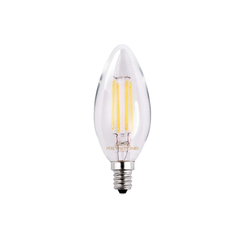 Keystone Technologies 4.5W LED B11 Bulb, Straight Tip, E12, 360 lm, 120V, 2700K, Clear (Keystone ...