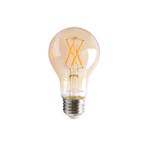 Keystone Technologies 9W LED A19 Filament Bulb, E26, 800 lm, 120V, 2200K, Amber (Keystone ...
