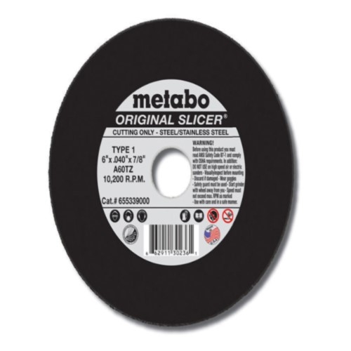Metabo Slicer Cutting Wheel, Type 1, 60 Grit Aluminum Oxide (Metabo ...