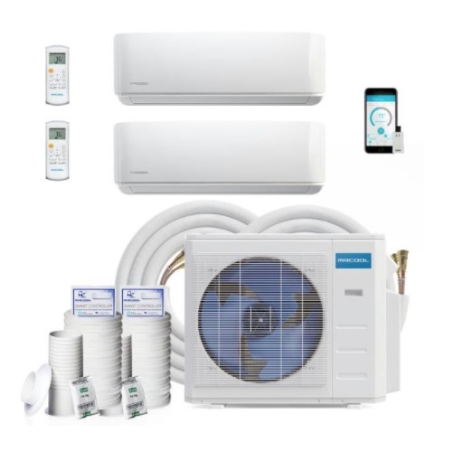 MrCool 18000 BTU/H Ductless Mini Split System, 2-Zone, (2) 16-ft Kit ...
