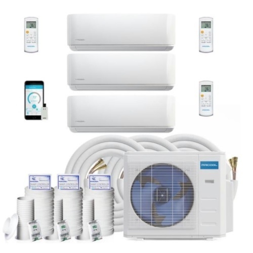 MrCool 30K BTU/H Ductless Mini Split System, 3-Zone (9K/9K/18K), 25/75 ...