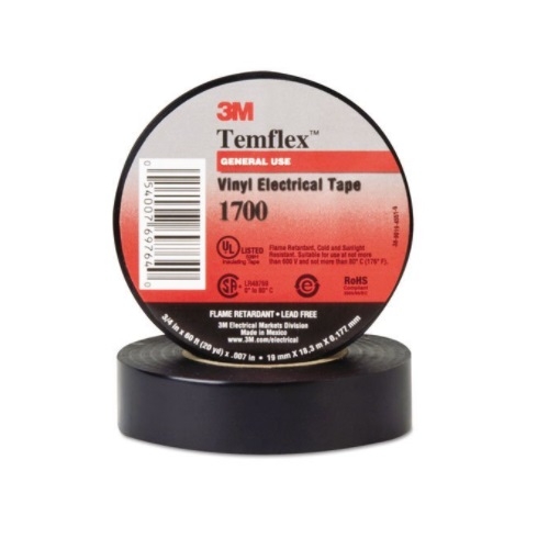 3M 60-ft Temflex Vinyl Electrical Tape, .75-in Diameter, Black (3M ...