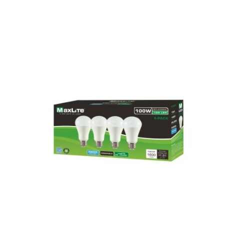 MaxLite 15W LED A19 Bulb, Omni-Directional, Dimmable, E26, 1600 lm ...