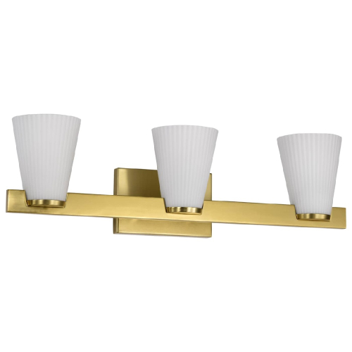 Nuvo 100W Royale 3 Light Vanity, Contemporary, Steel, Burnished Brass ...