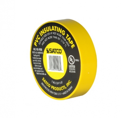 Satco 60-ft Electrical Tape, 3/4-in, PVC, Yellow (Satco 90-1908 ...