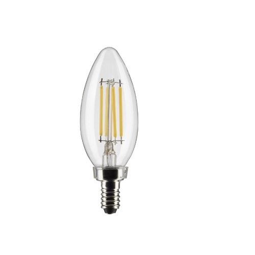 Satco 4W LED B11 Bulb, Dimmable, E12, 350 lm, 120V, 2700K, Clear, 3 PK (Satco S21366 ...