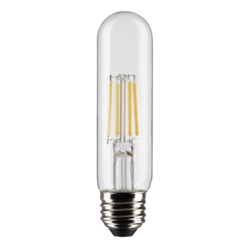 Satco 5.5W LED T10 Bulb, Dimmable, E26, 450 lm, 120V, 5000K, Clear, 2PK ...