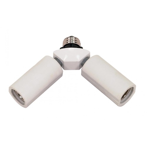 Satco 150W Double Medium Adjustable Base Socket Adapter, 250V, White ...