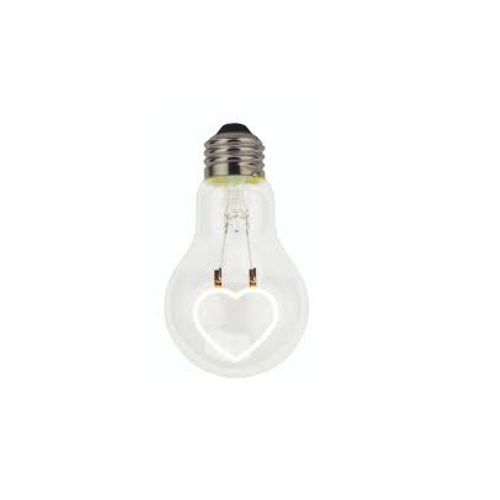 TCP Lighting 0.3W LED A19 Shape Filament Bulb, Heart Up, E26, 120V ...