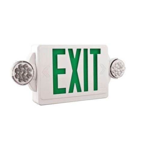 TCP Lighting LED Emergency Exit Combo, Bug Eyes, White Housing w/Green ...
