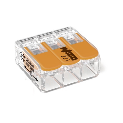 Wago Compact Splicing Wire Lever Nut Connector, 3 Connection Points, Up ...