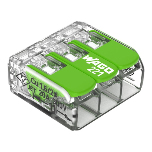 Wago 0.74-in Green Range Lever Nuts Connector, 3-Conductor, CL, 500 ...