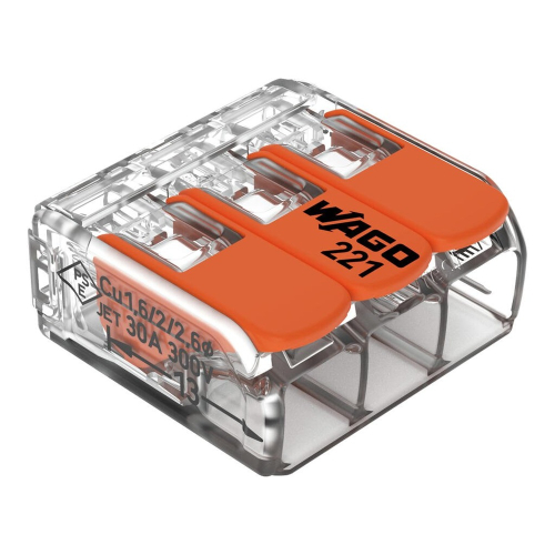 Wago 0.9-in Splicing Connector w/ Levers, 3 Conductor, 10 - 20 AWG ...