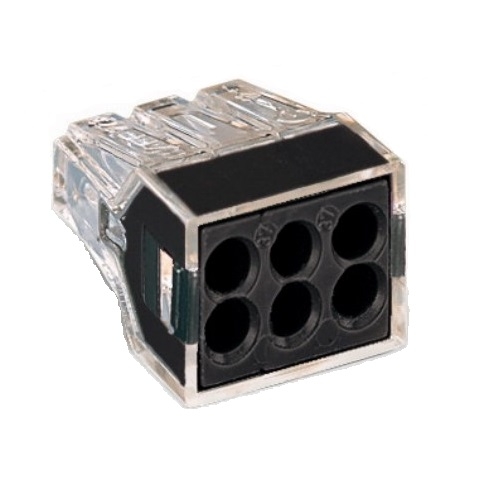 Wago Compact Push Wire Connector, 6-Conductor, AWG, Black, 500 Pack ...